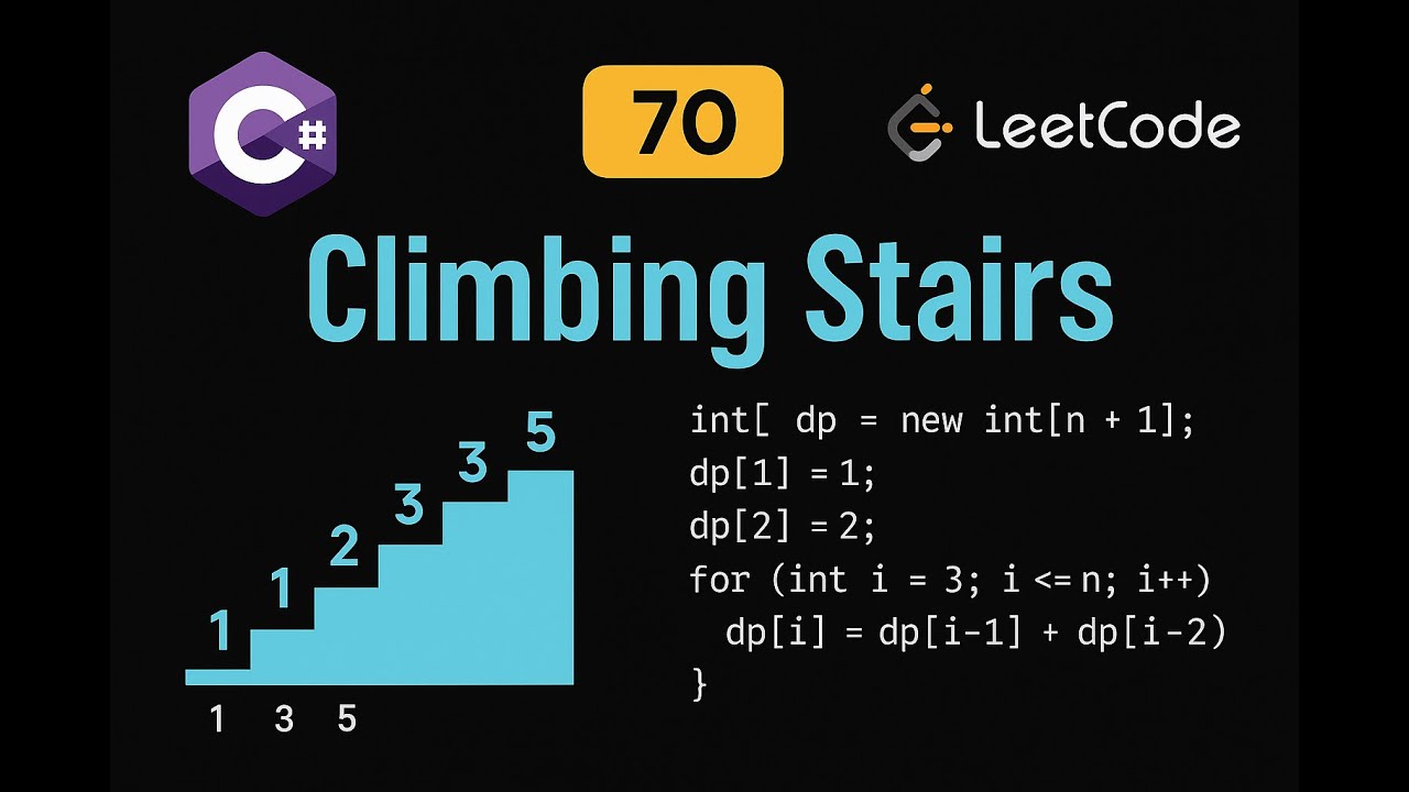 LeetCode 70: Climbing Stairs | C# Solution | Dynamic Programming & Fibonacci |