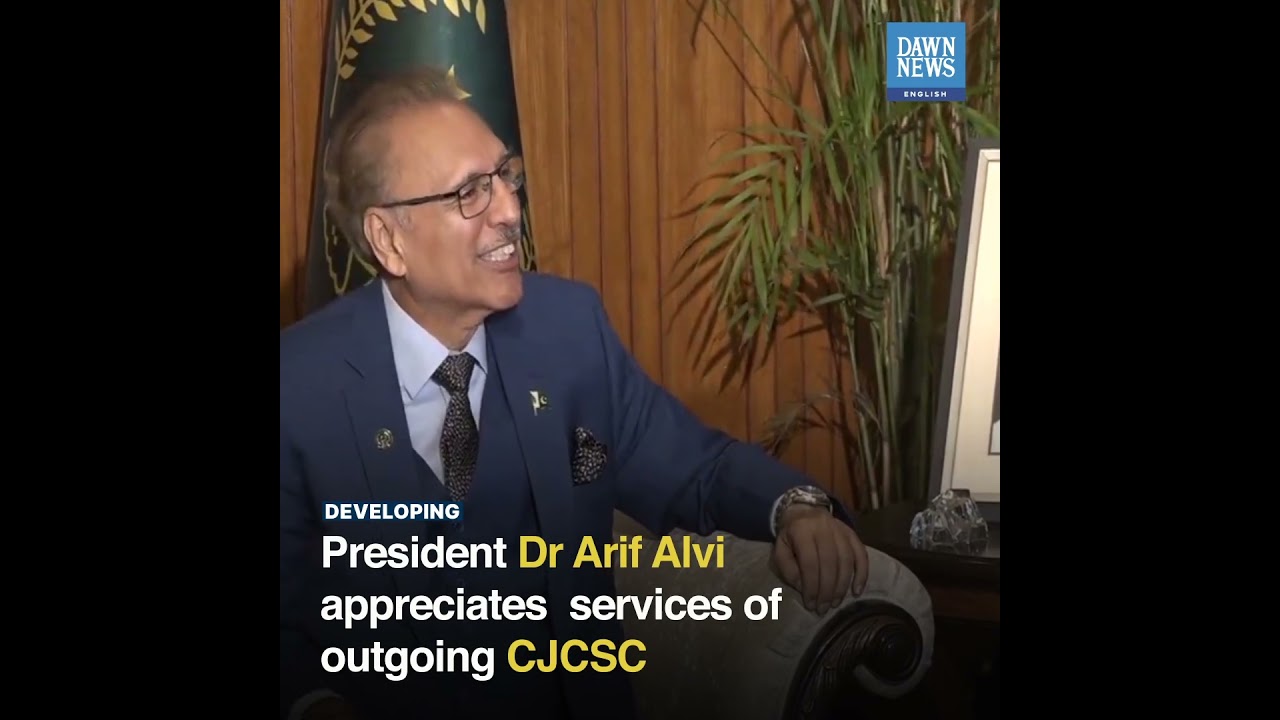 Pres. Dr. Alvi outgoing CJCSC Gen. Nadeem Raza in farewell meeting at President House, Islamabad