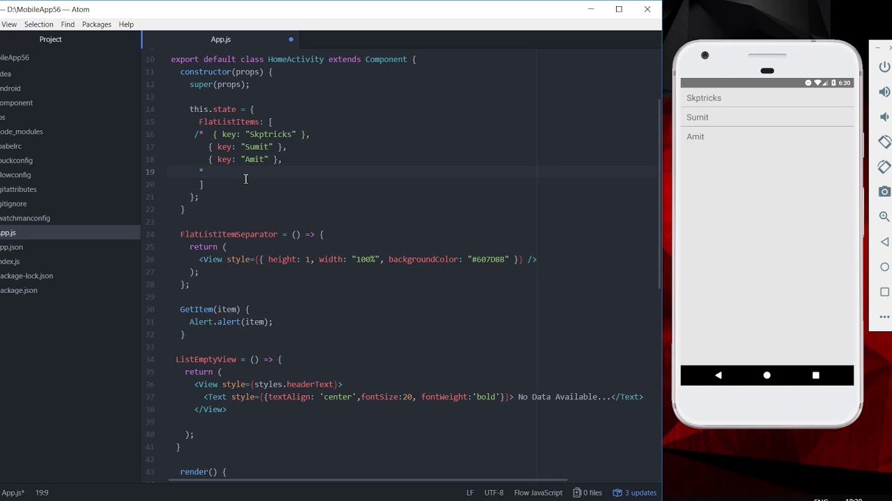 React Native Show Message For Empty FlatList
