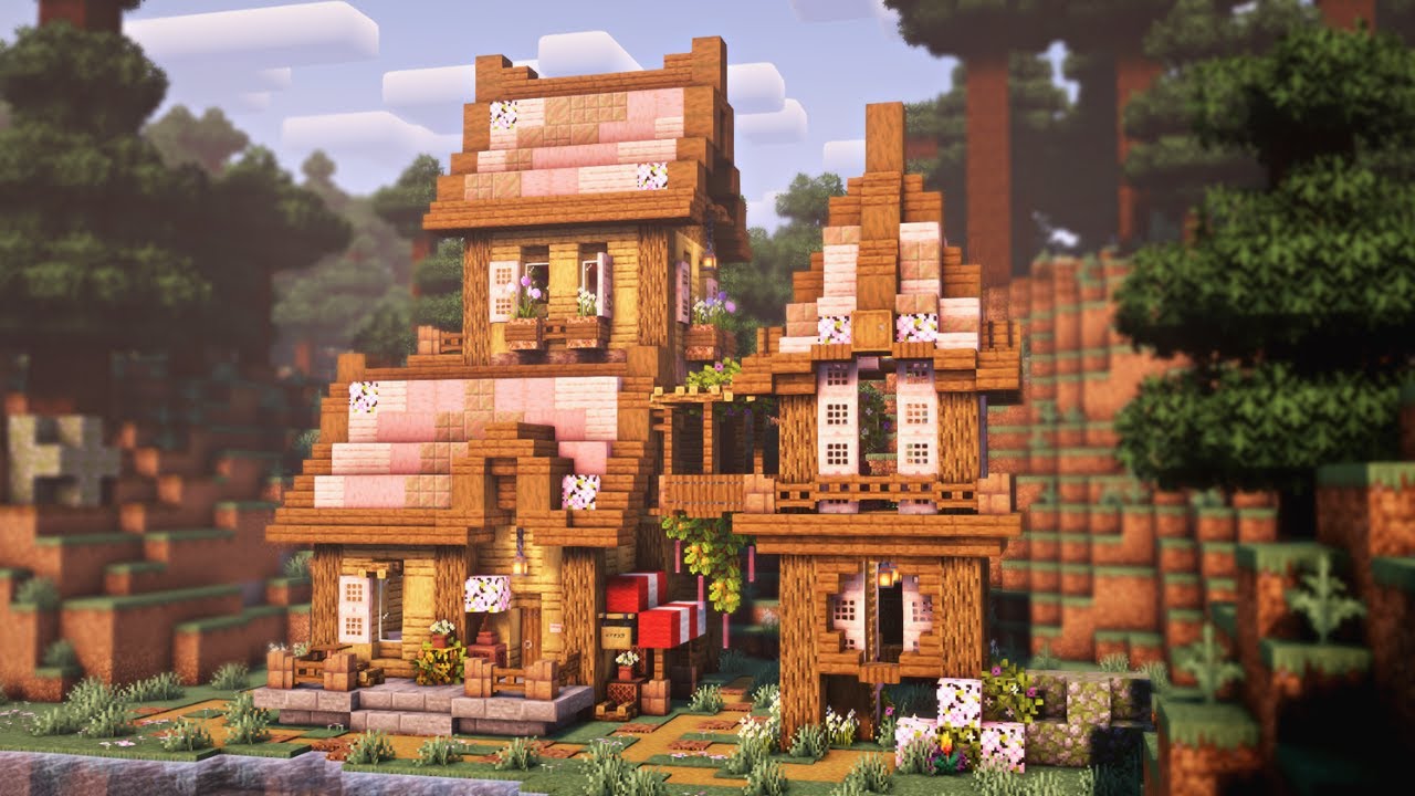 Minecraft: How to Build Cherry Blossom Survival House in 1.20 ...