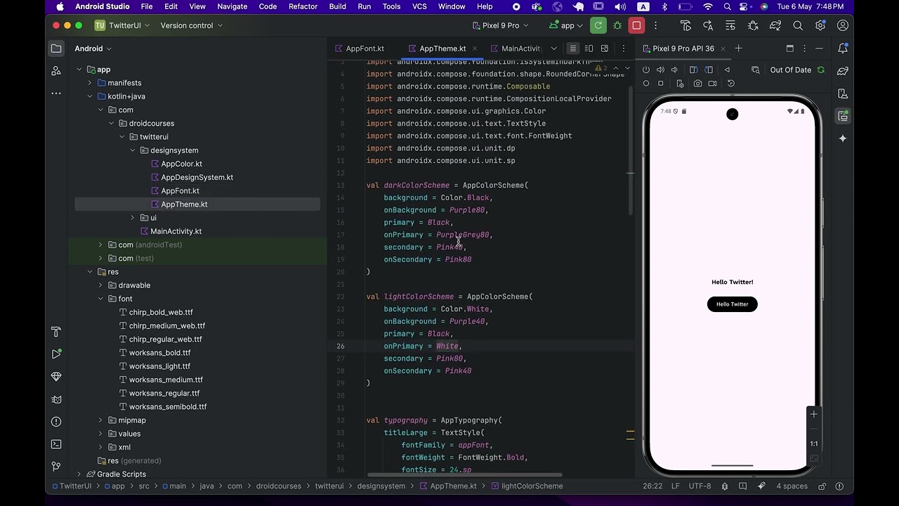 Twitter UI clone: Building Custom Theme with Jetpack Compose