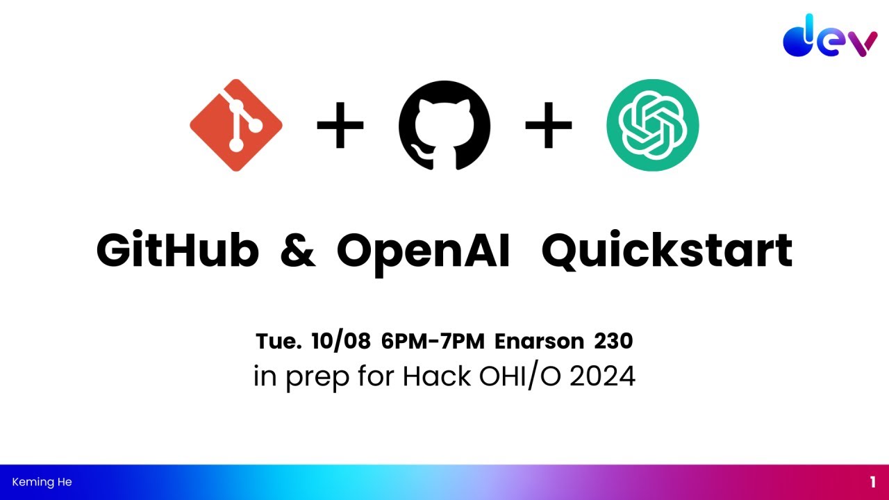 GitHub and OpenAI Quickstart | Keming He, Cert. Google Cloud Developer | Workshop Series