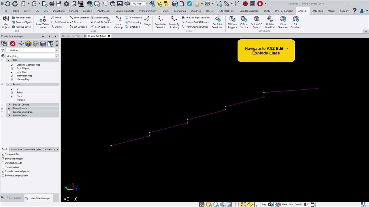 Trimble Business Center - Explode Lines V1.0