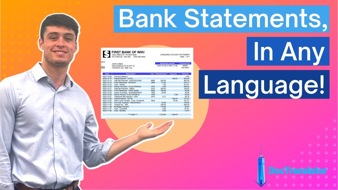 Translate Your Bank Statement to Any Language using DocTranslator!