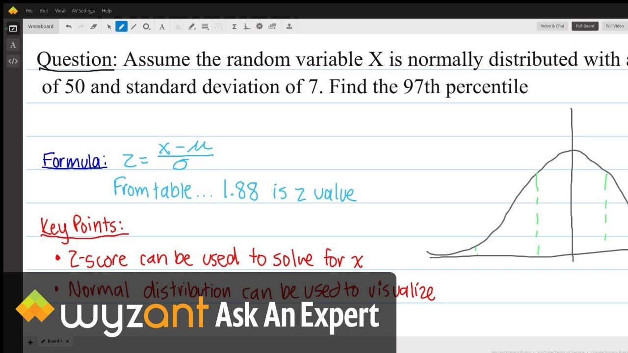 Finding percentile values using Z