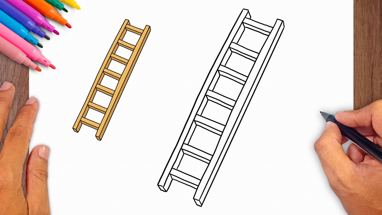 How to draw Wooden Ladder - Easy Drawing for Kids & Beginners