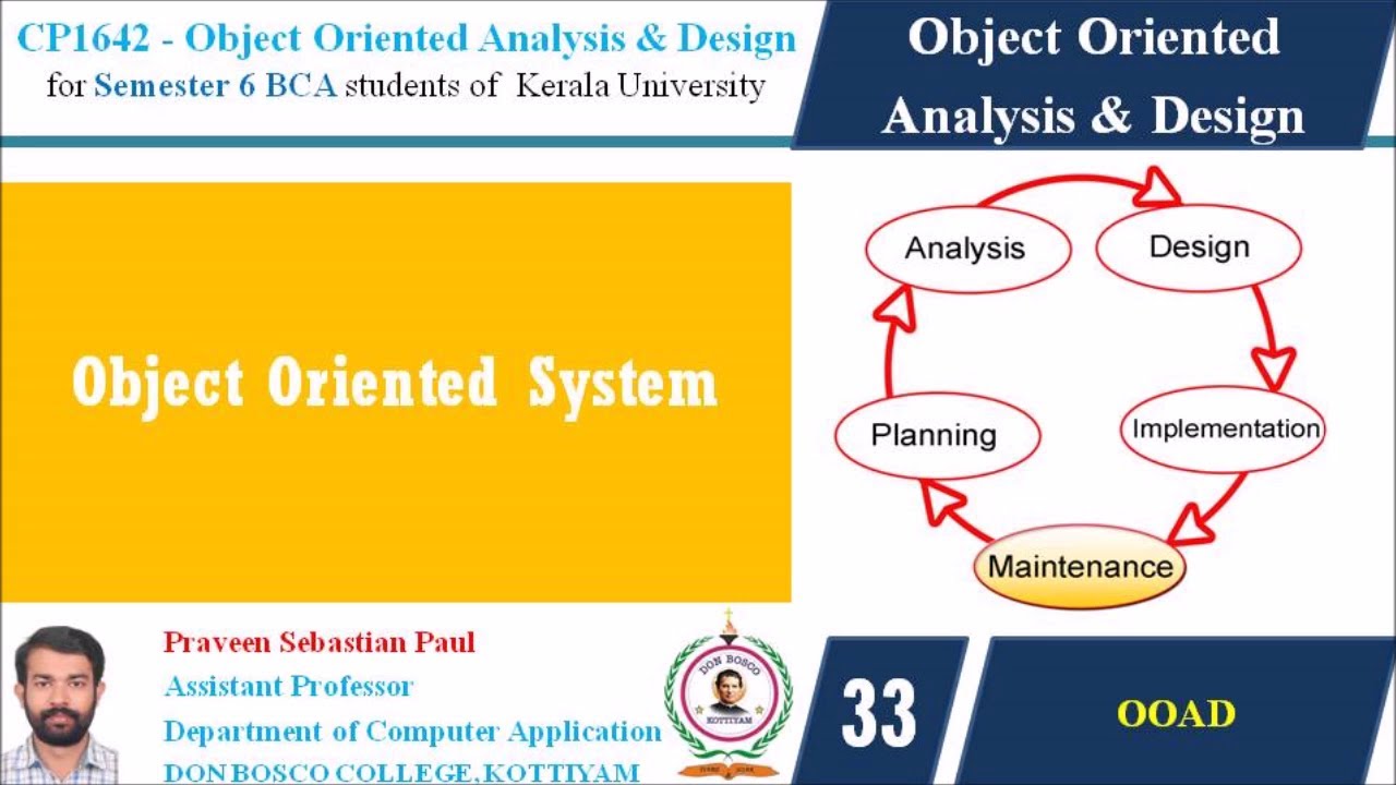 LECTURE 33 – OOAD –OBJECT ORIENTED SYSTEM - BCA SEM 6