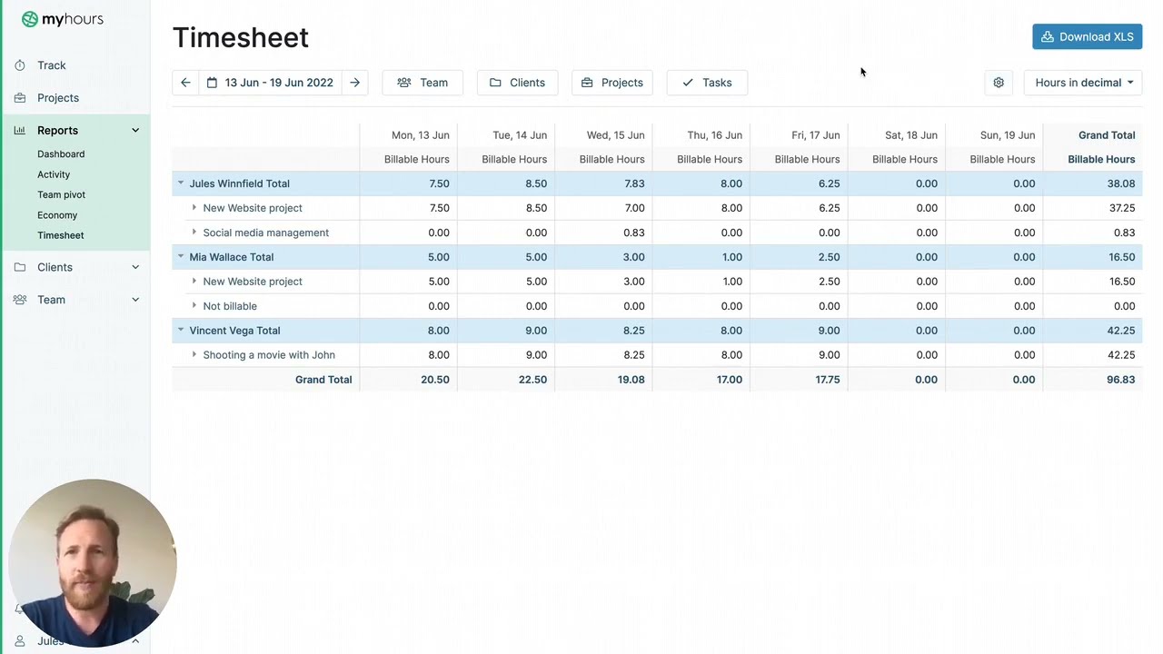 My Hours Timesheets Overview