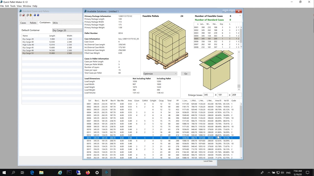 Quick Pallet Maker Example 46: Basic Container Calculation