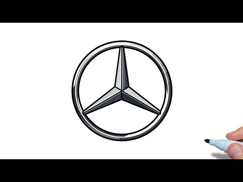 How to draw a MERCEDES-BENZ logo easy | Drawing mercedes car company logo step by step