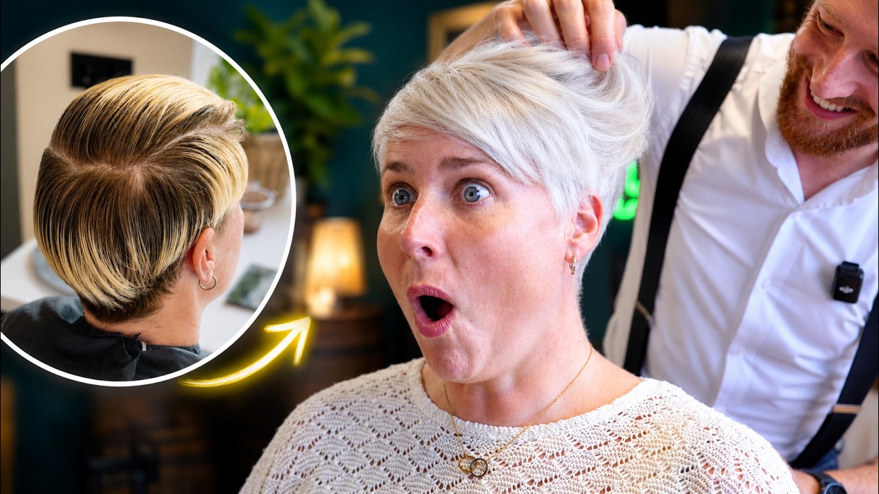 My Wife’s Hair Was A Disaster… So I Fixed It! Platinum Blond Pixie Haircut