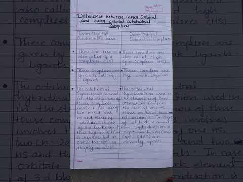 inner orbital and outer orbital octahedral complexes #chemistry #shorts