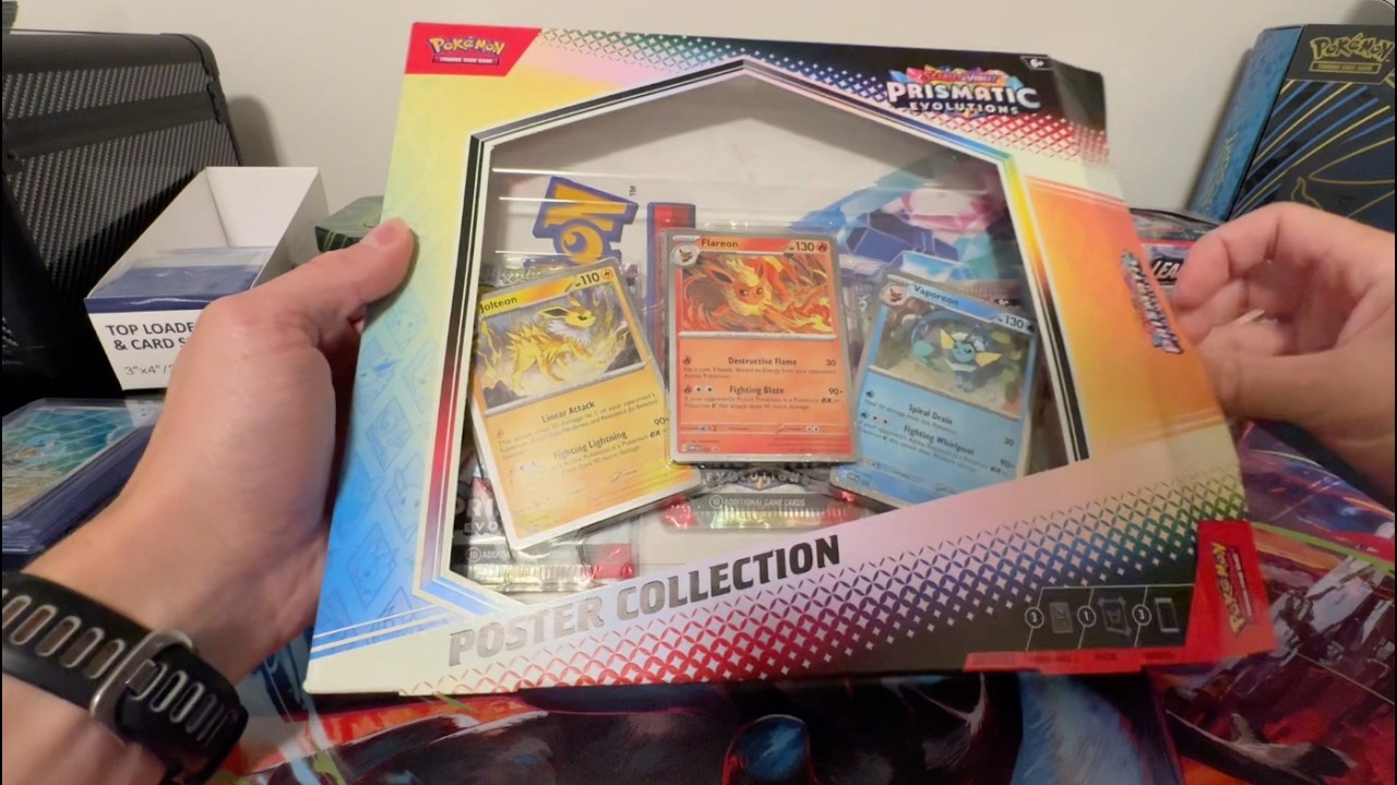 Ripping and Reviewing Pokemon Prismatic Evolutions Poster Collection