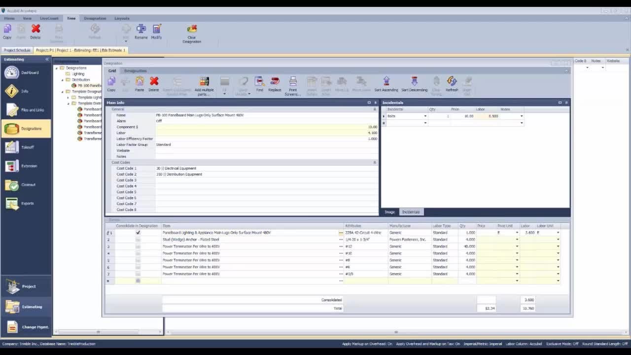 Accubid Anywhere - Estimate Designations