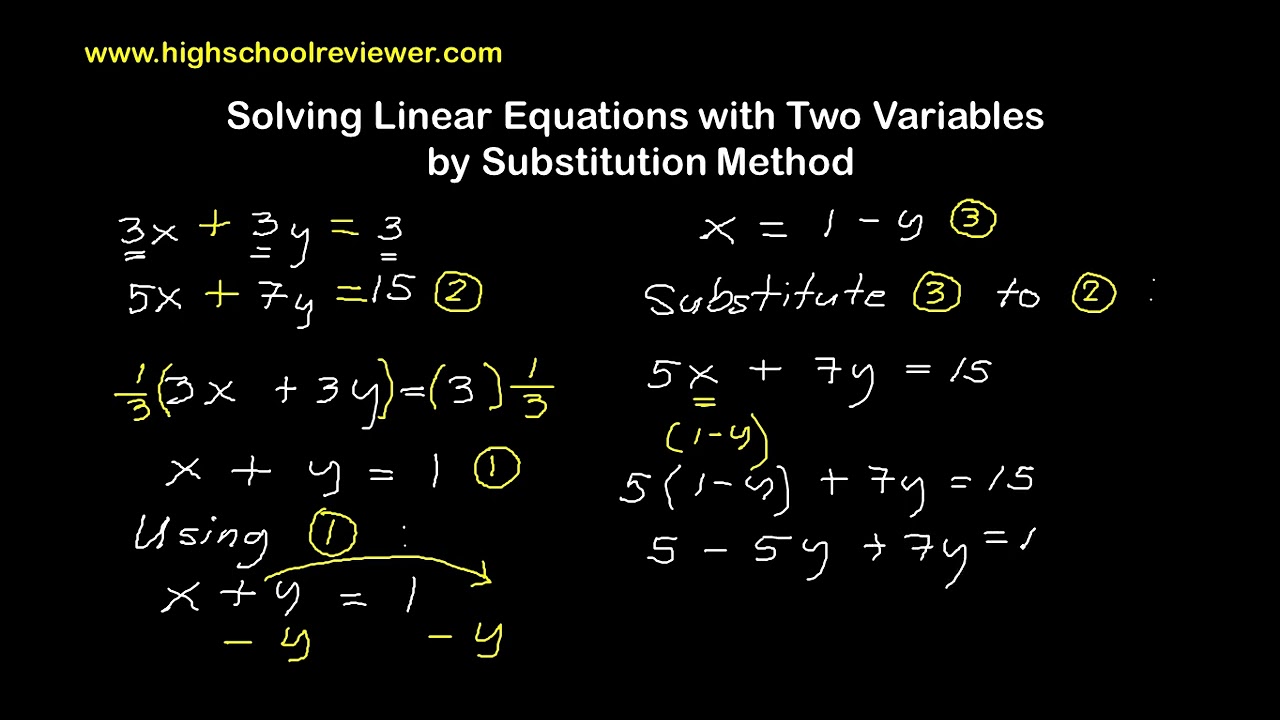 Solving Linear Equations with Two Variables Using Substitution Method - Example 5