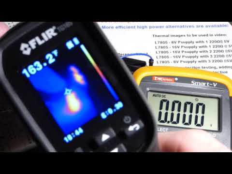 7805 L7805CV positive linear voltage regulator component demonstration and thermal images