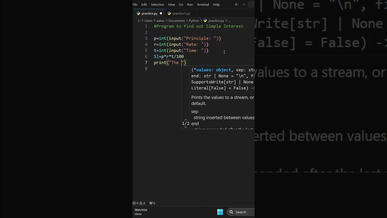 Python program to find out Simple Interest | #pythonprogram | @KashAapkeLiye