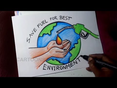 How to Draw Save Fuel for Best Environment Poster Drawing for Kids ...