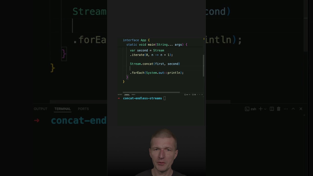 Endless Stream Concatenation #java #shorts #coding #airhacks