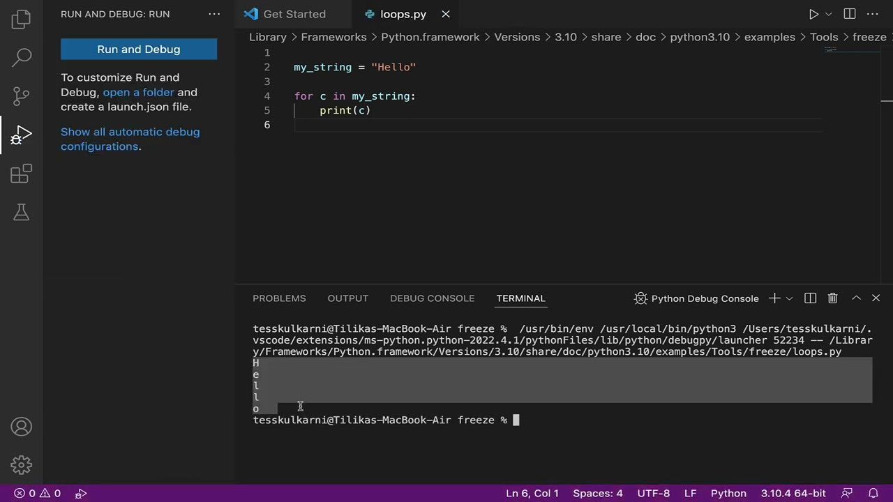 Python Tutorial: Loop through a String