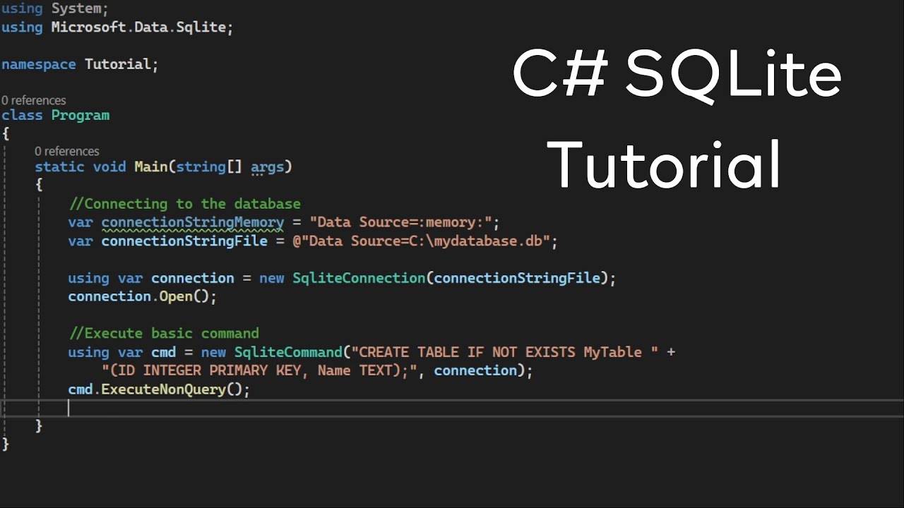C# - SQLite Tutorial (Microsoft.Data.Sqlite)
