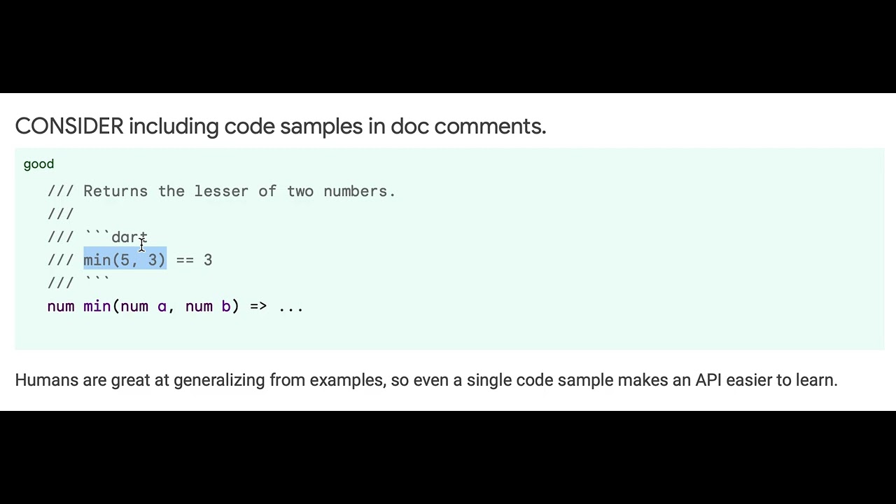 effective dart code samples in documentation