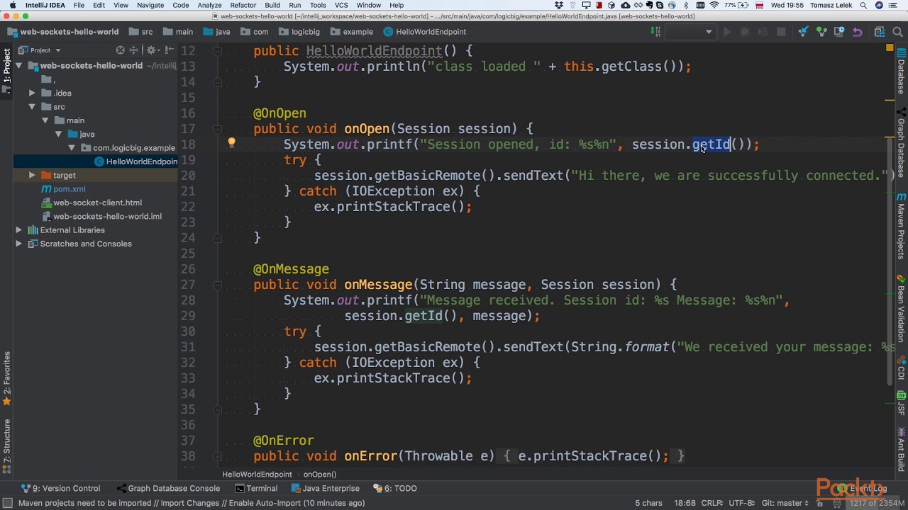 Java EE 8 Application Development : Creating WebSocket Server  | packtpub.com