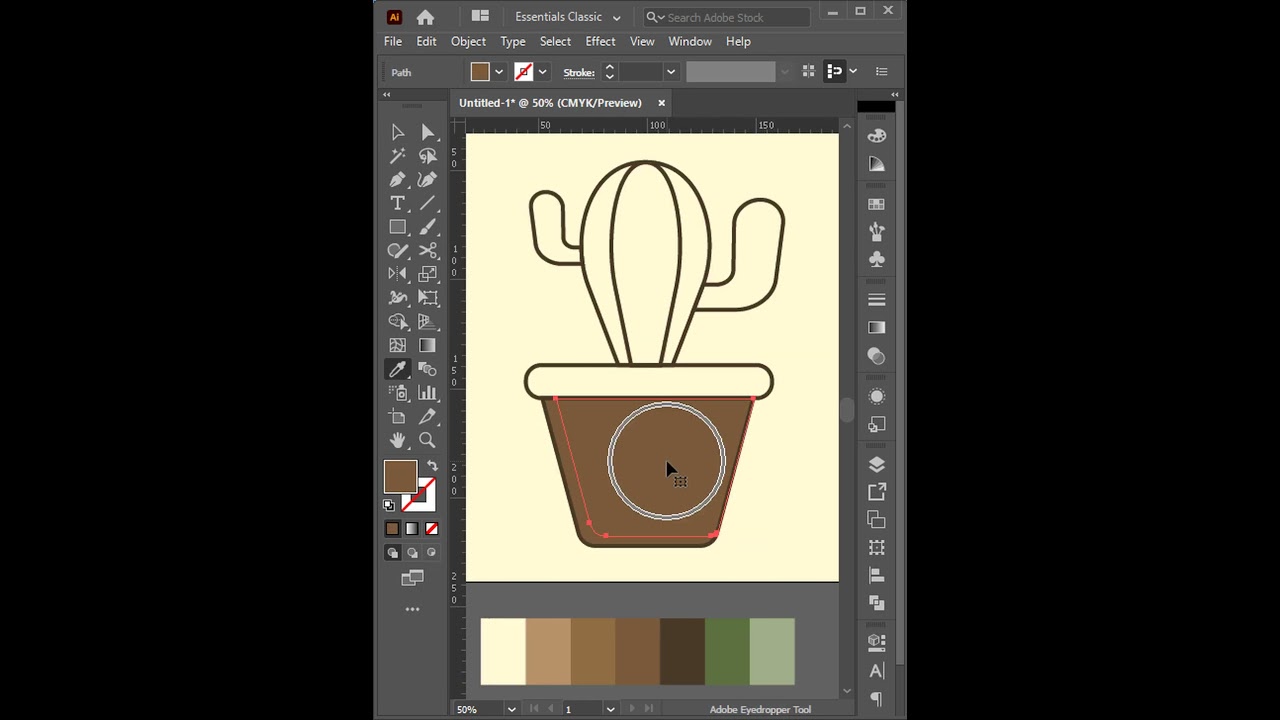 Simple Cactus Drawing | Digital art #short #digitalart #adobeillustratortutorial