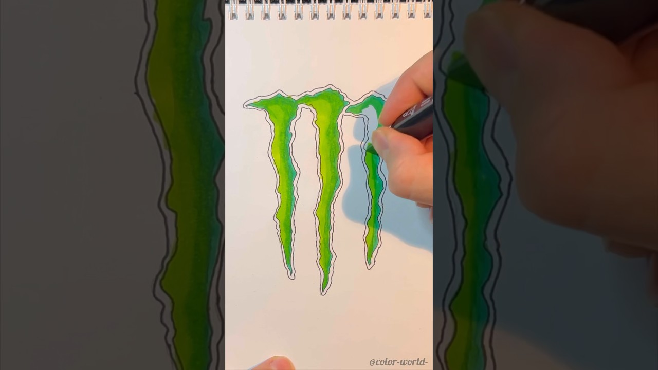Draw Monster energy logo #art #monster #logo #simple #drawing #artwork #drink #energy #coloring
