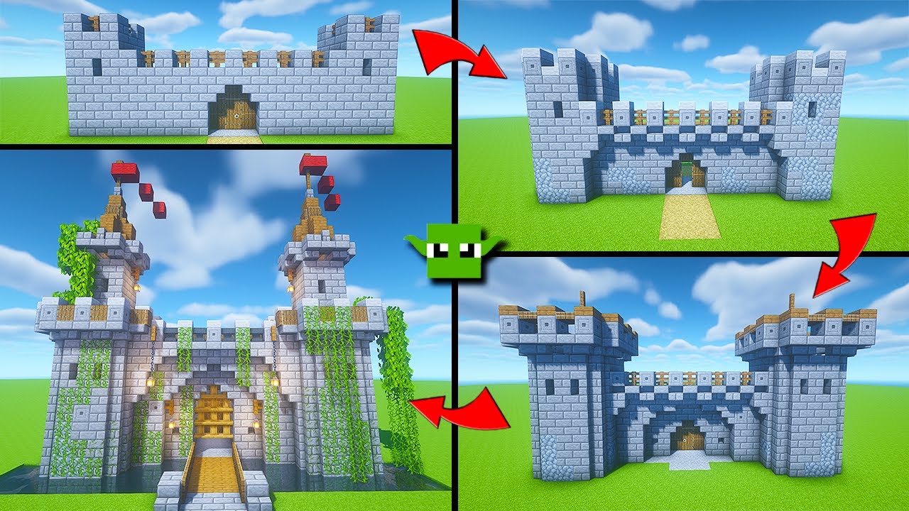 Minecraft | How to Build 3 Upgrades to a Castle Gate - Minecraft Builders