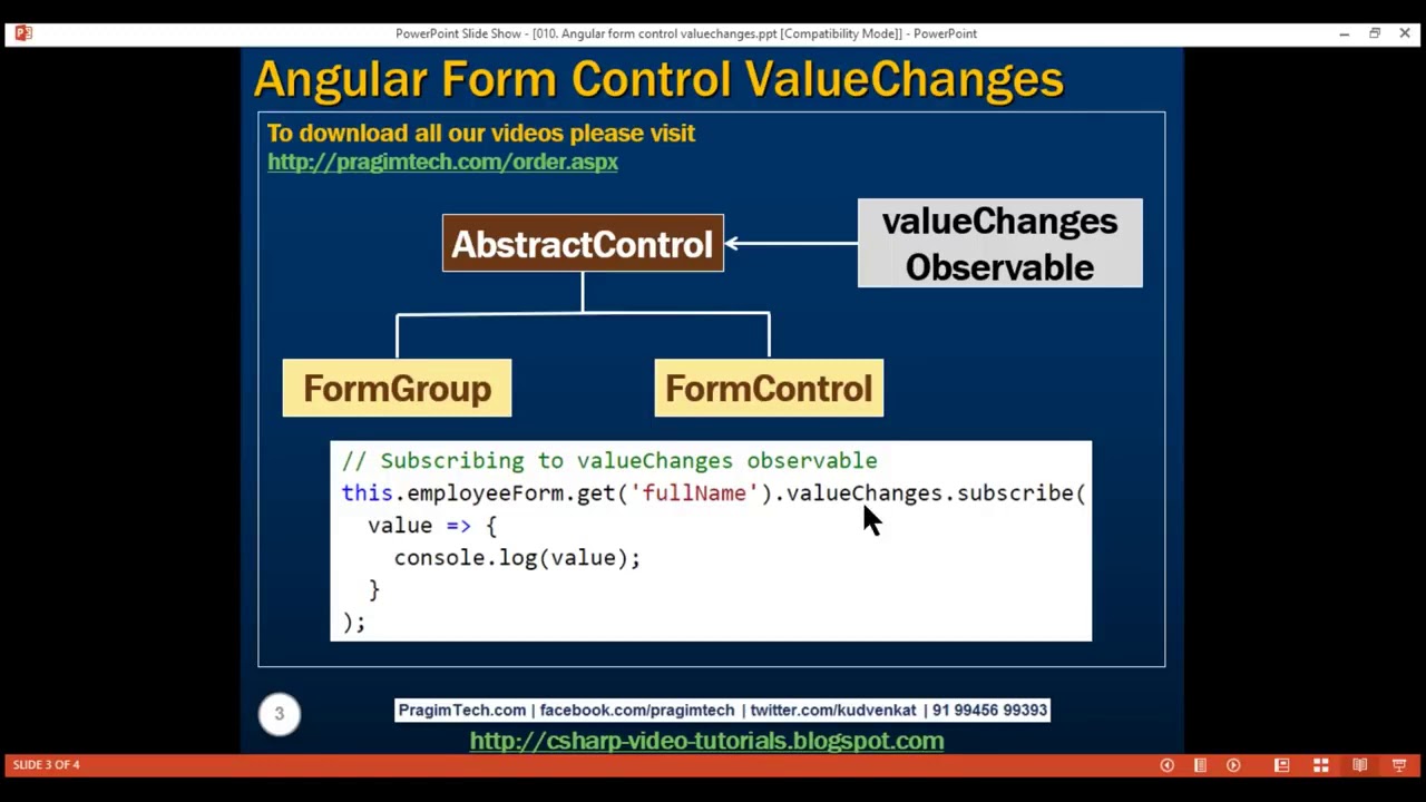 Angular form control valuechanges