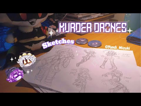 ✦ MURDER DRONES SKETCHES~! ✦ . ⁺ (Timelapse)~ ࣪ ִֶָ☾.⭒ pt. 1