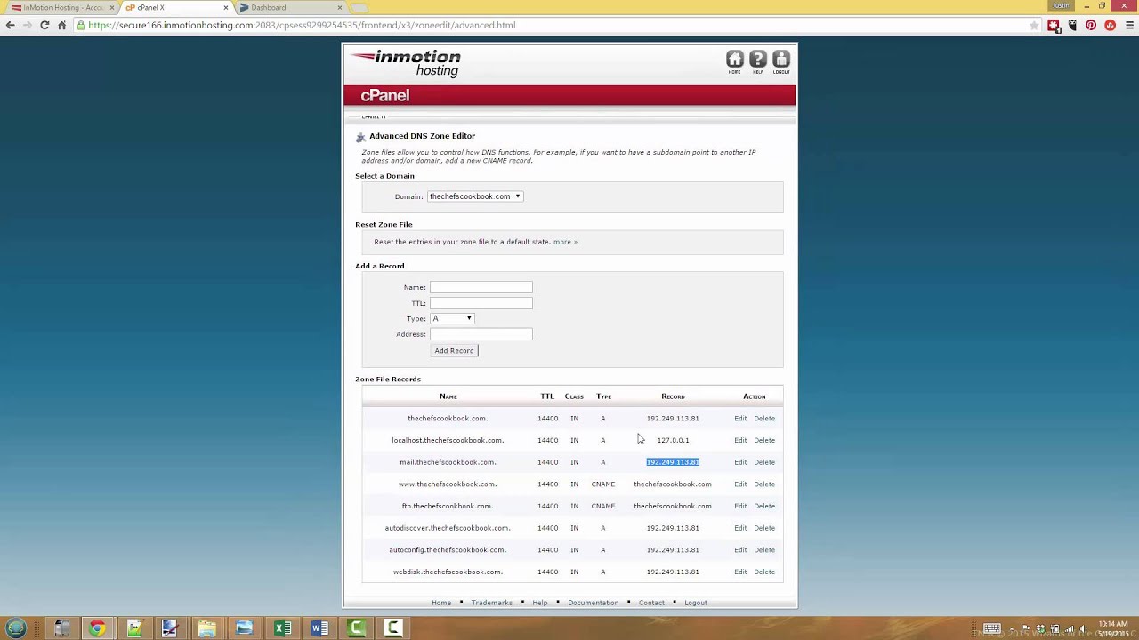 InMotion Hosting and Incapsula Configuration: Changing Mail and DNS Zone Records
