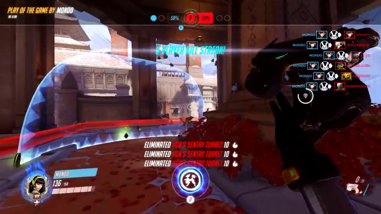 D.Va perfectly dropped ult Sick Solo Team Kill