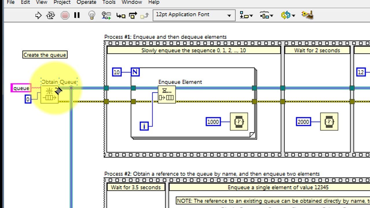 LabVIEW code: Queue (walk-through)