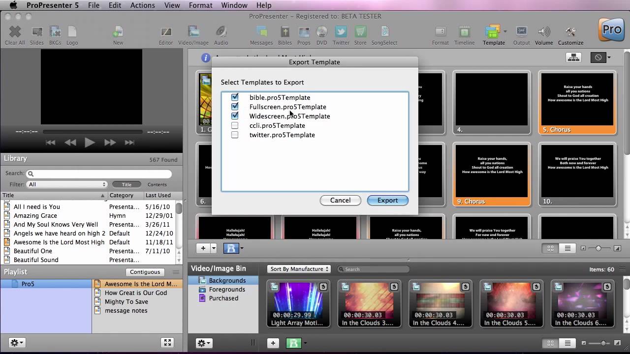 ProPresenter 5 Importing and Exporting Templates