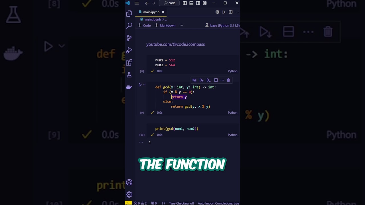 Recursion in Python | Greatest Common Divisor #python  #programming  #coding  #recursion