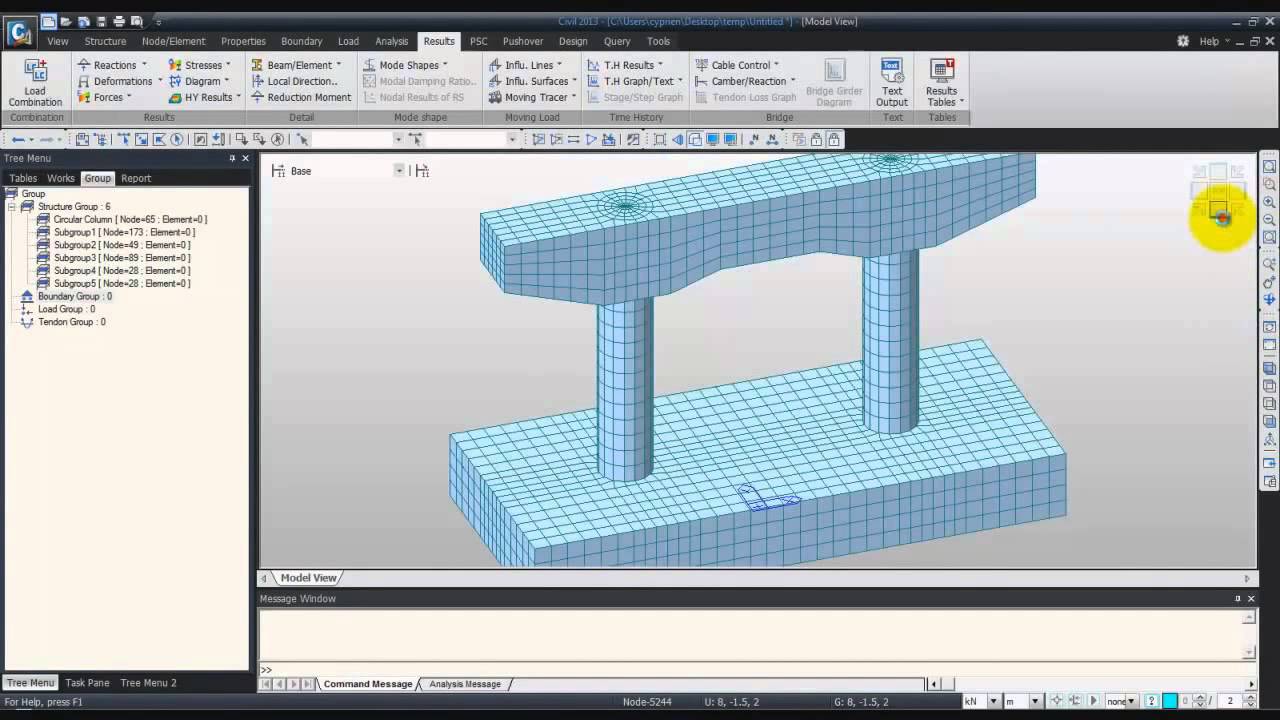 (midas Civil Tutorial) Analysis of bridge hammerhead pier 3 Structural analysis and results.mp4