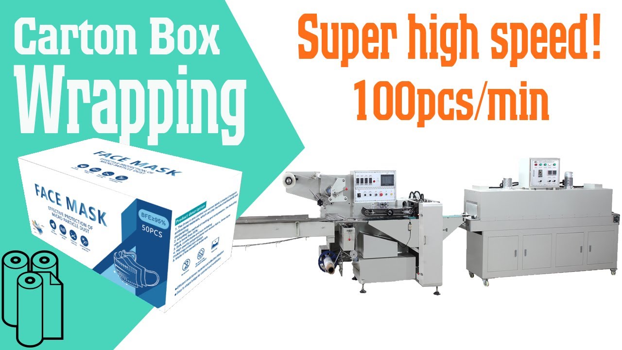 Carton box shrink wrapping machine | mobile jaw shrink wrapper | high speed shrink packing machine
