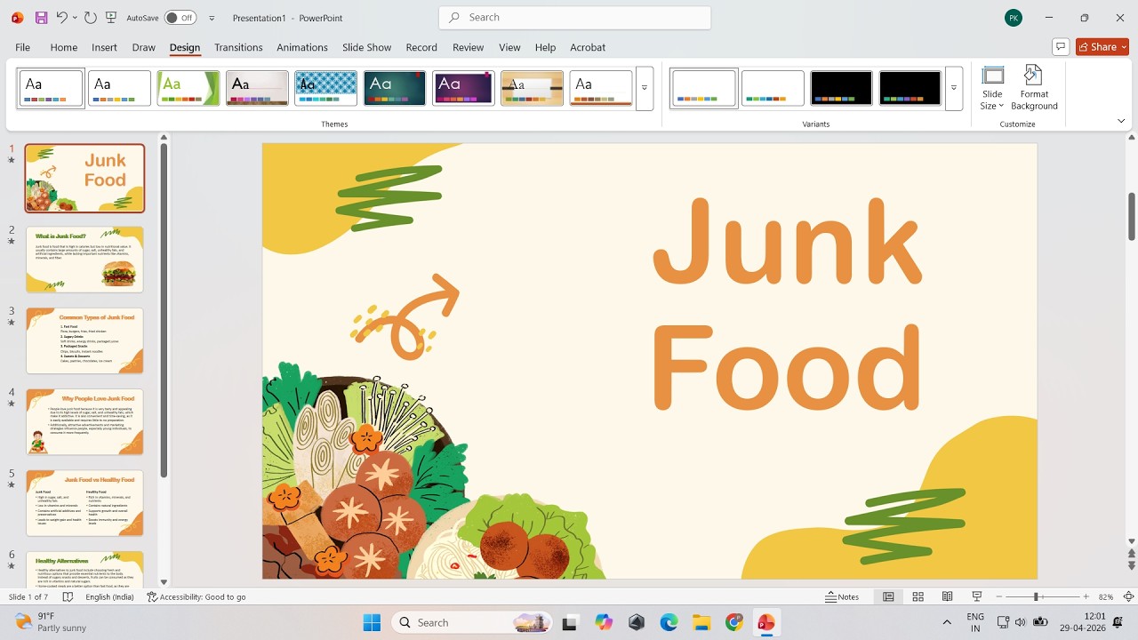 How to Make a PowerPoint Presentation on Junk Food 🍔 | Junk Food PPT Presentation | #ppt