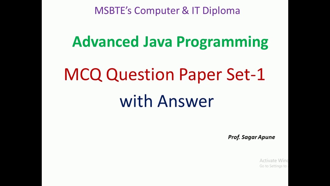 Advanced Java Programming MCQ Set-1