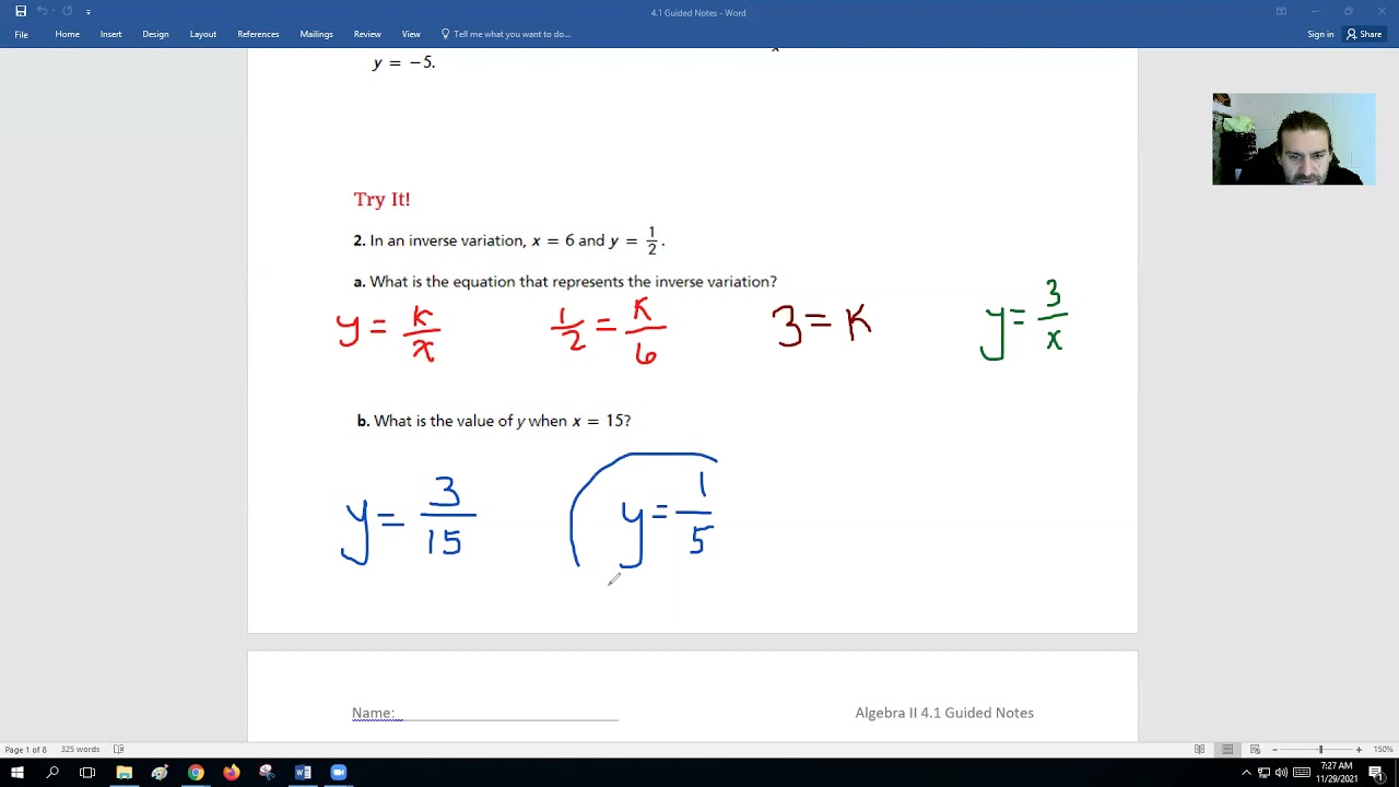 Algebra II 4 1 Notes