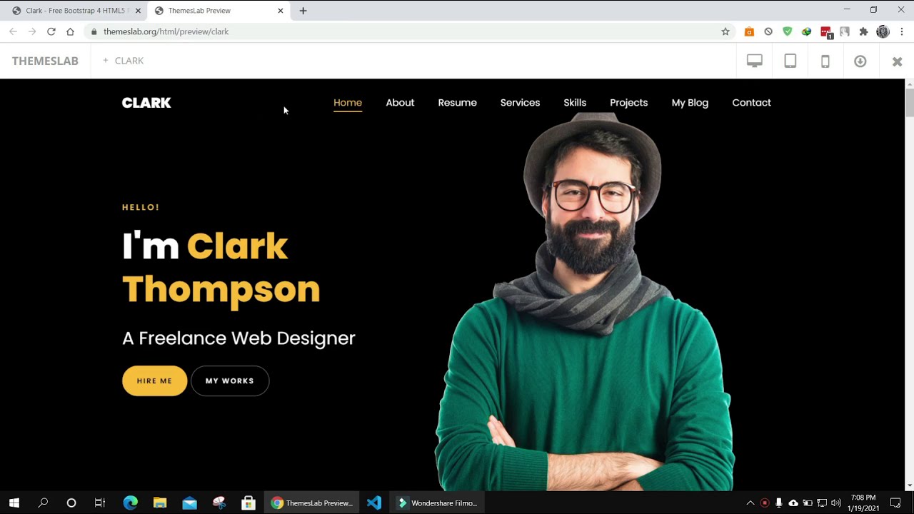 Clark: Free Bootstrap 4 HTML5 Personal Portfolio Website Template
