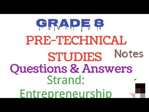 Questions and Answers on Entrepreneurship Grade 8 Term 3 Notes for PRE-TECHNICAL STUDIES