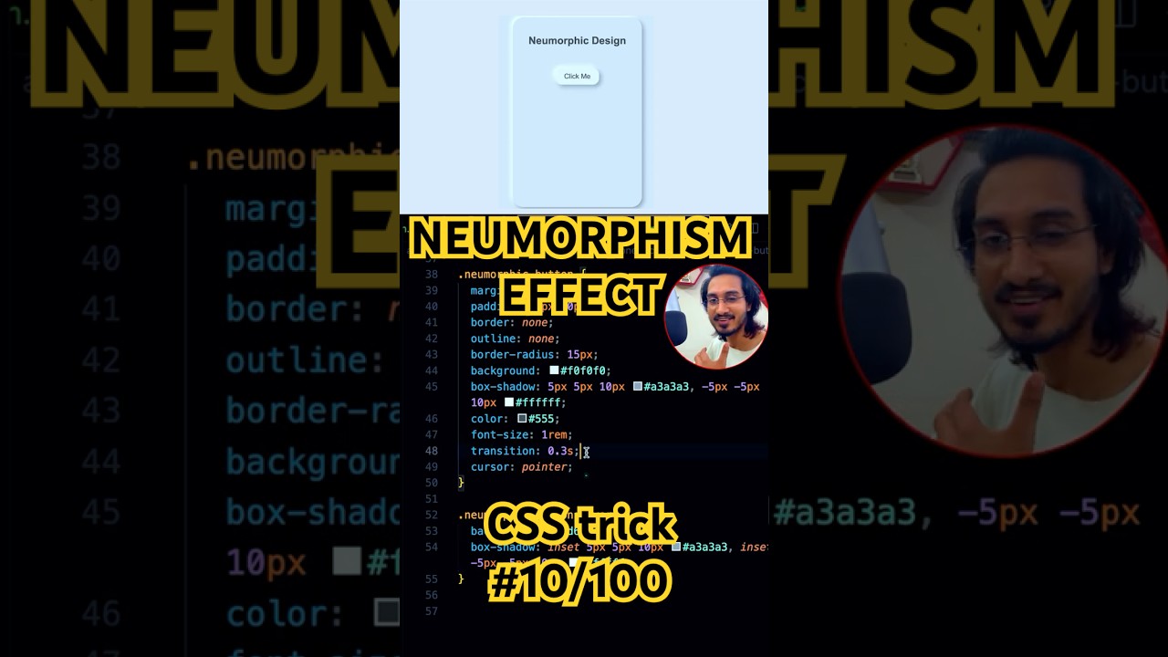 Master Neumorphism in 60 secs | CSS Tricks #10/100