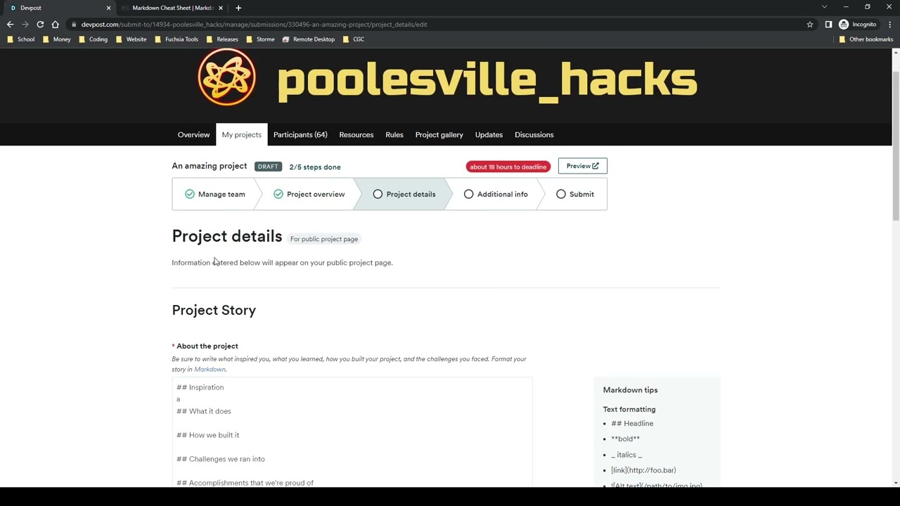 How to submit your project on devpost