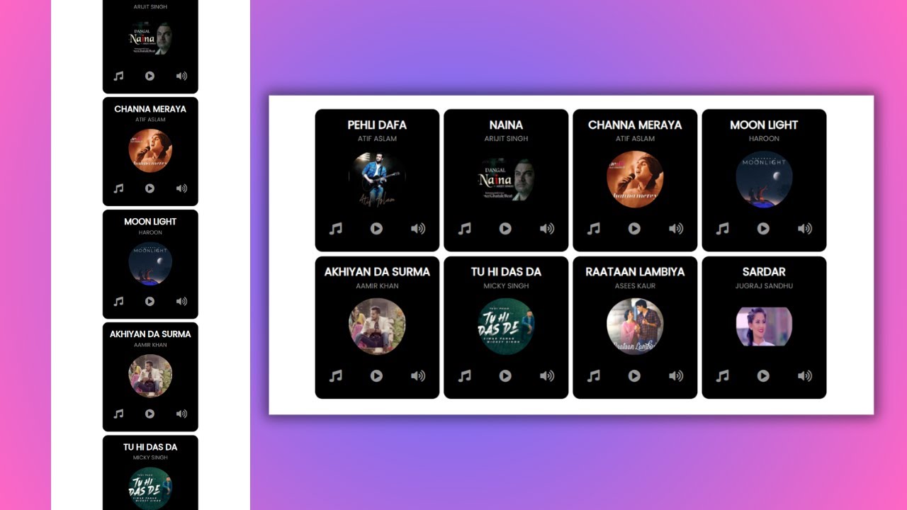 Responsive Music website using HTML CSS and JavaScript | Music player| Part 2