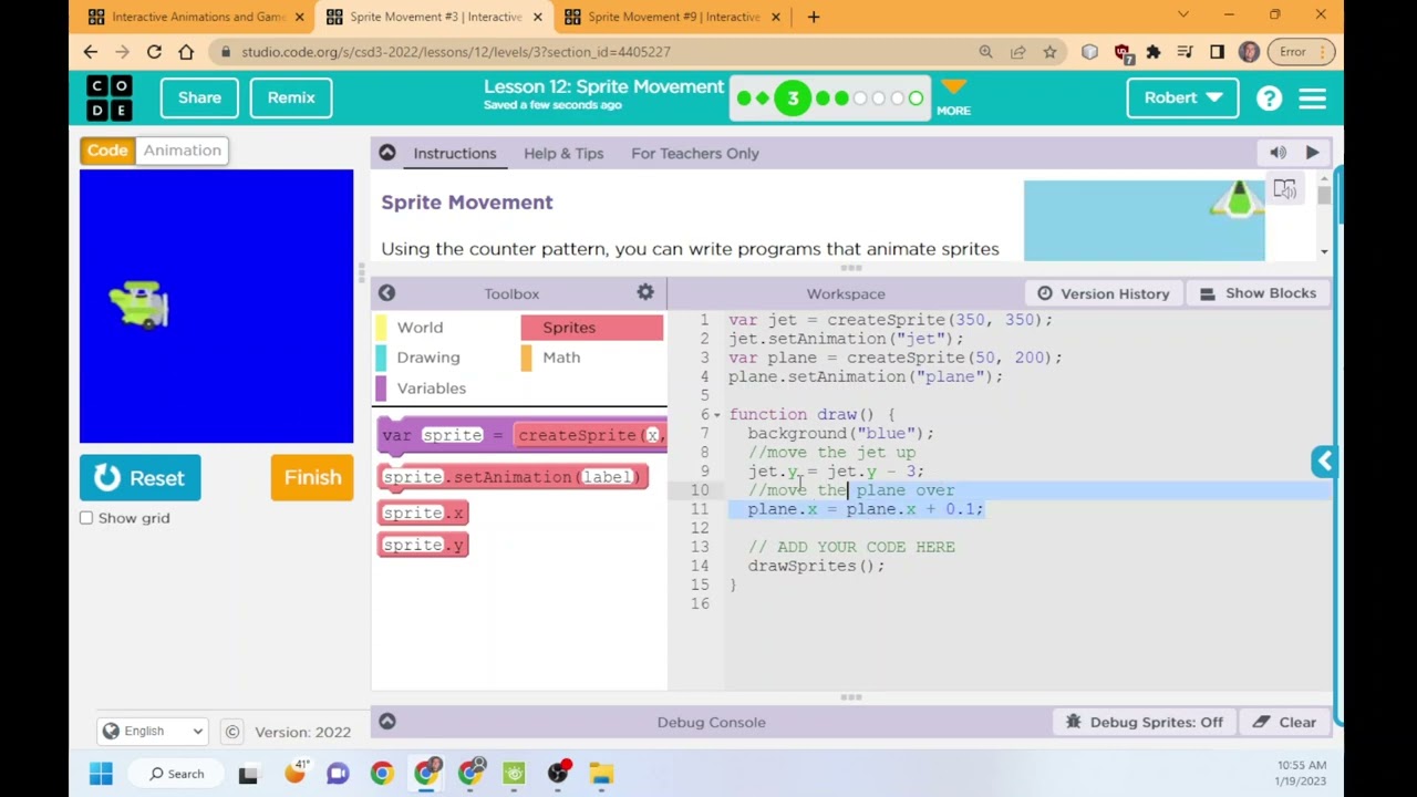 Game Design - Lesson 12 - Sprite Movement