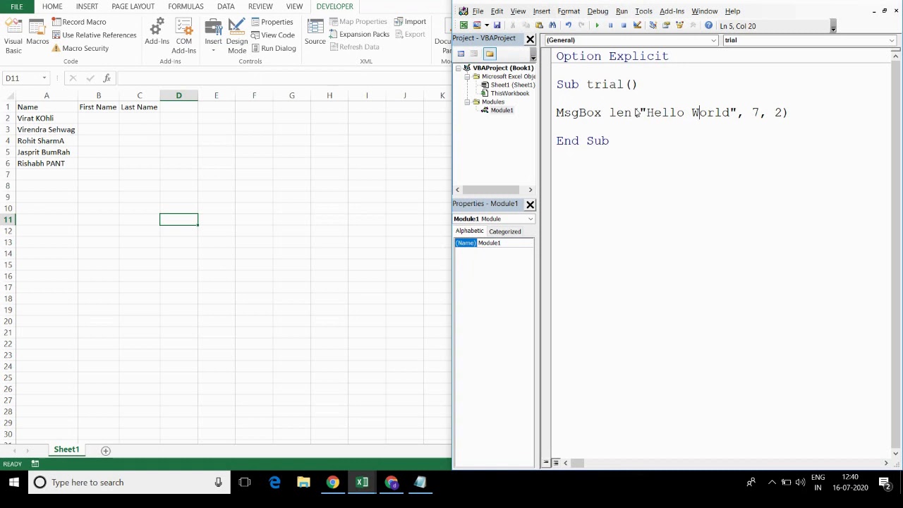 8. Excel VBA - String Functions with Example