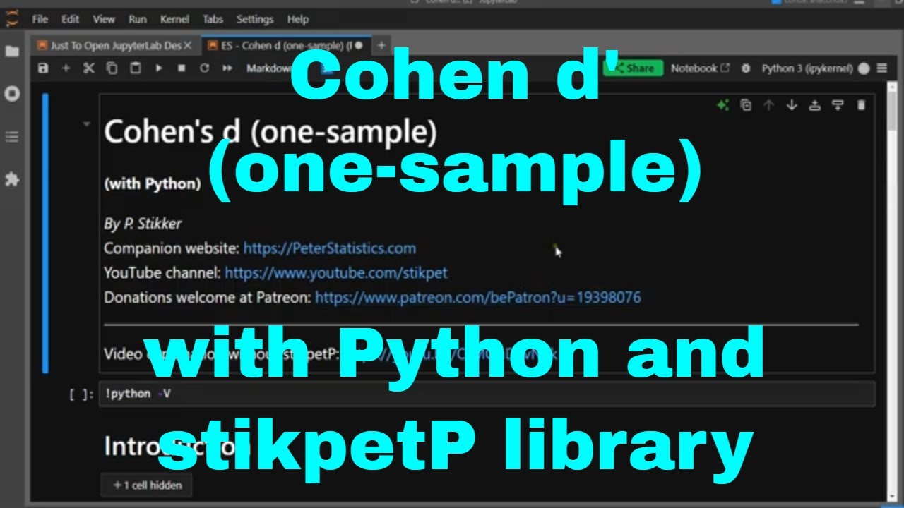 Python - Cohen d one sample with stikpetP